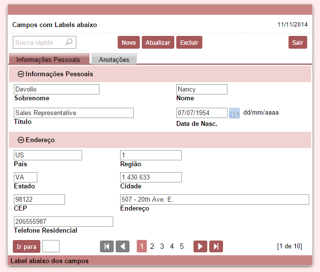 Formulário com Labels abaixo dos campos